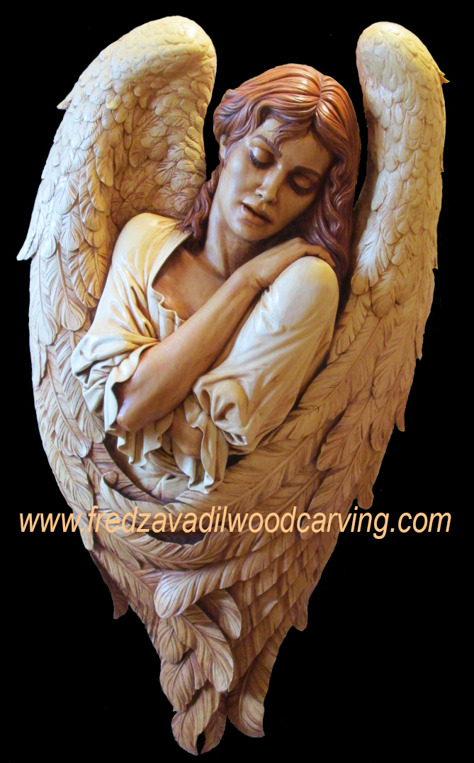 Angel-religious-relief-wood-carving-by-Fred-Zavadil | Custom Wood ...